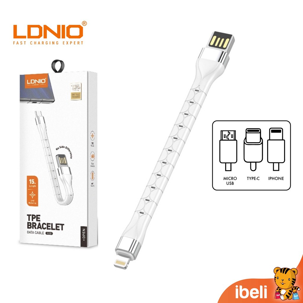 LDNIO LS50 Micro USB / Type-C 15cm TPE Bracelet Data Cable | Shopee ...