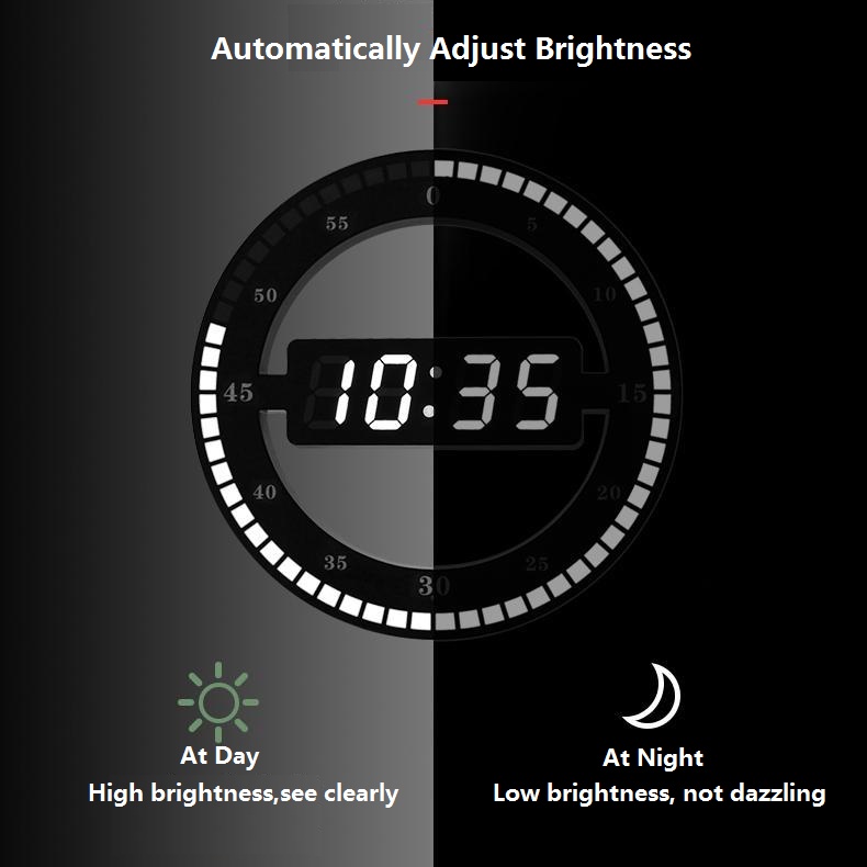 LED Digital Wall Clock 3D Luminous Mute Electronic Wall Clock ...