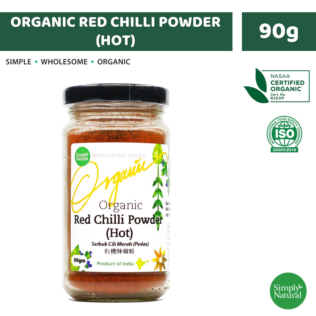 Simply Natural Organic Red Chilli Powder Hot 90g | Shopee Singapore
