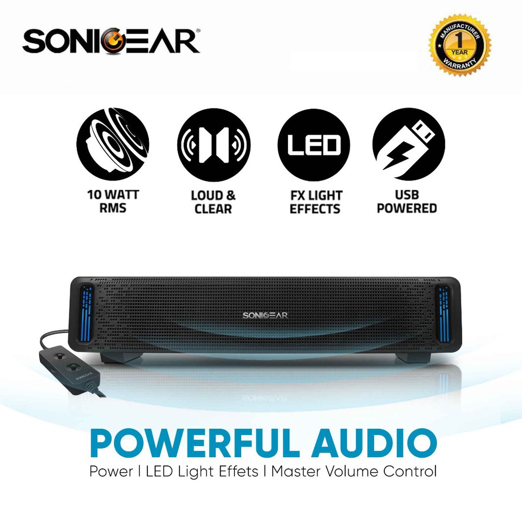 SonicGear SonicBar U200 Powerful Audio Sound Bar With LED Light Effects ...