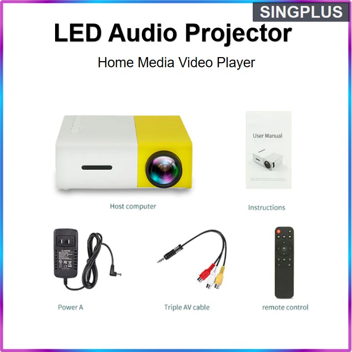LED Mini Projector 320x240 Pixels Supports 1080P YG-300 HDMI USB Audio ...