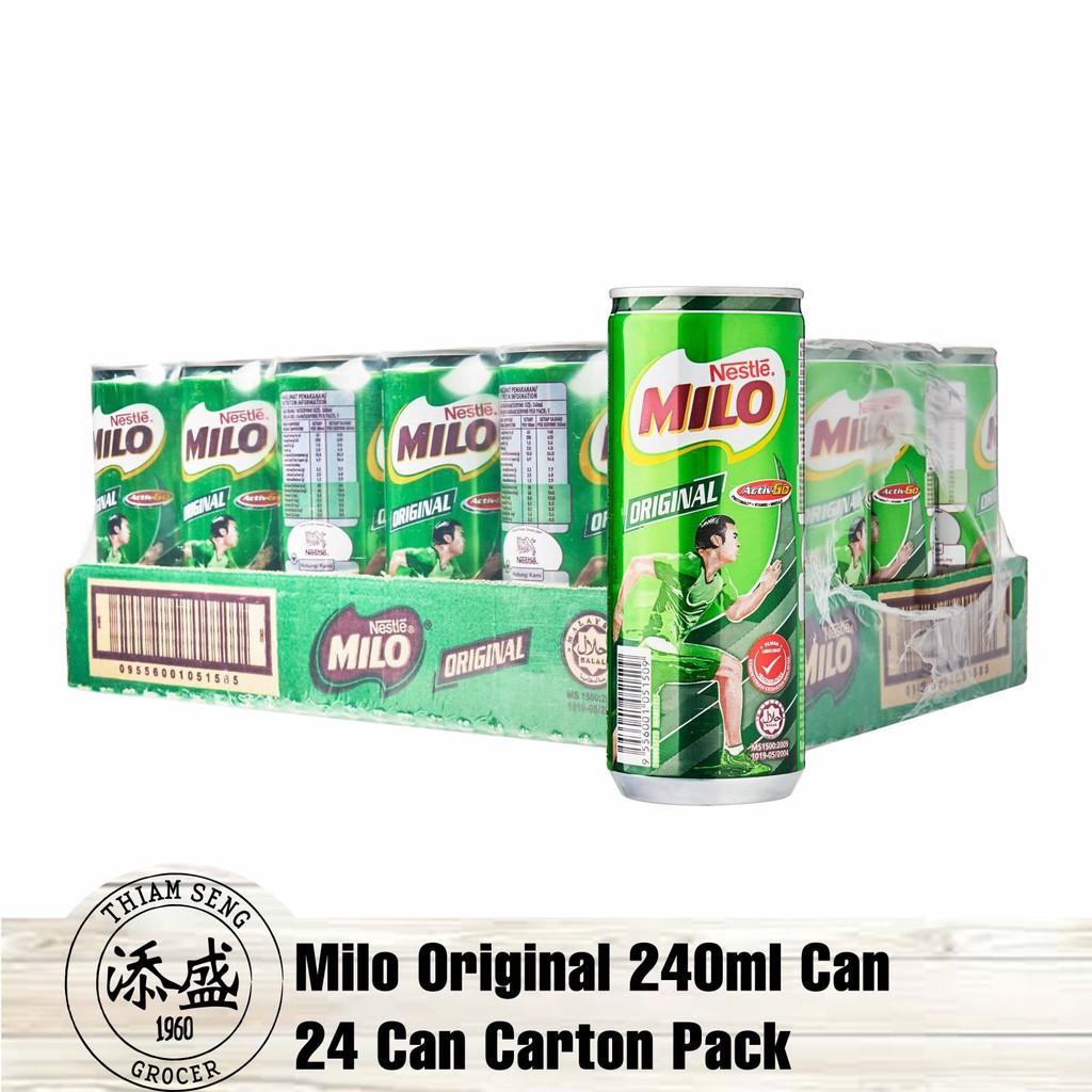Milo Original ActivGo 240ml x 24 Can Carton Pack | Shopee Singapore