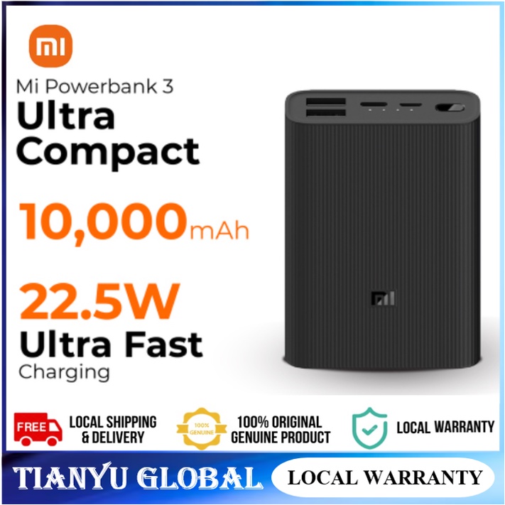 Xiaomi Mi 10000 mAh Power Bank 3 Ultra Compact (PB1022ZM) 22.5W ...