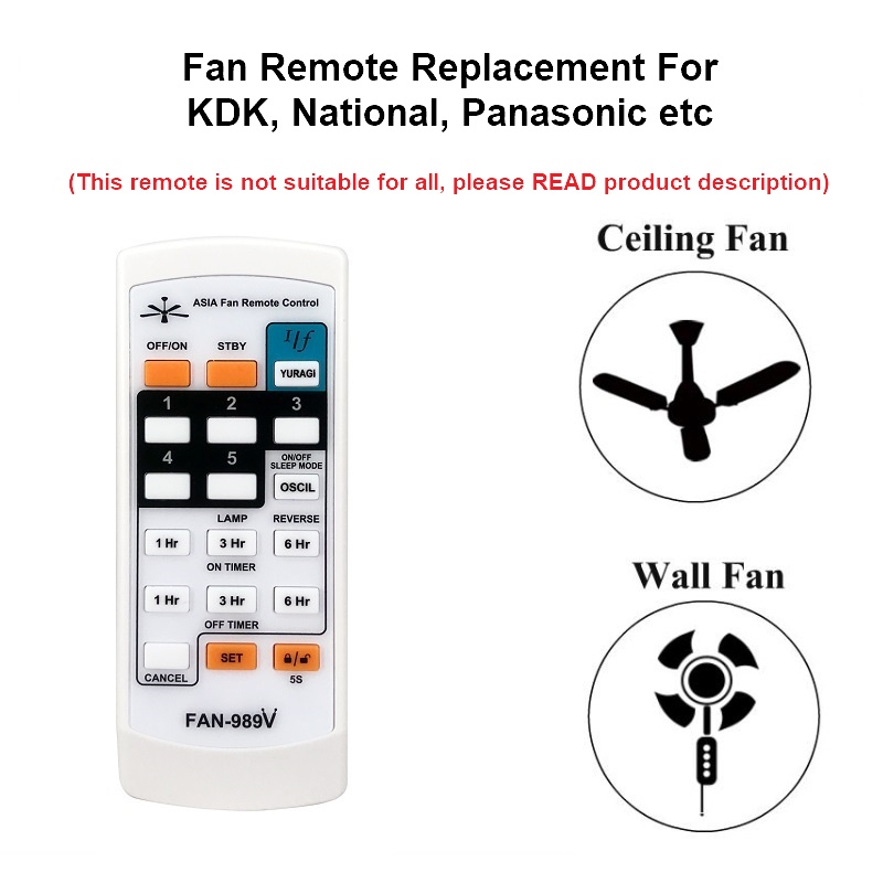 (Local Seller) Fan Remote Replacement For KDK remote & others (Kindly ...