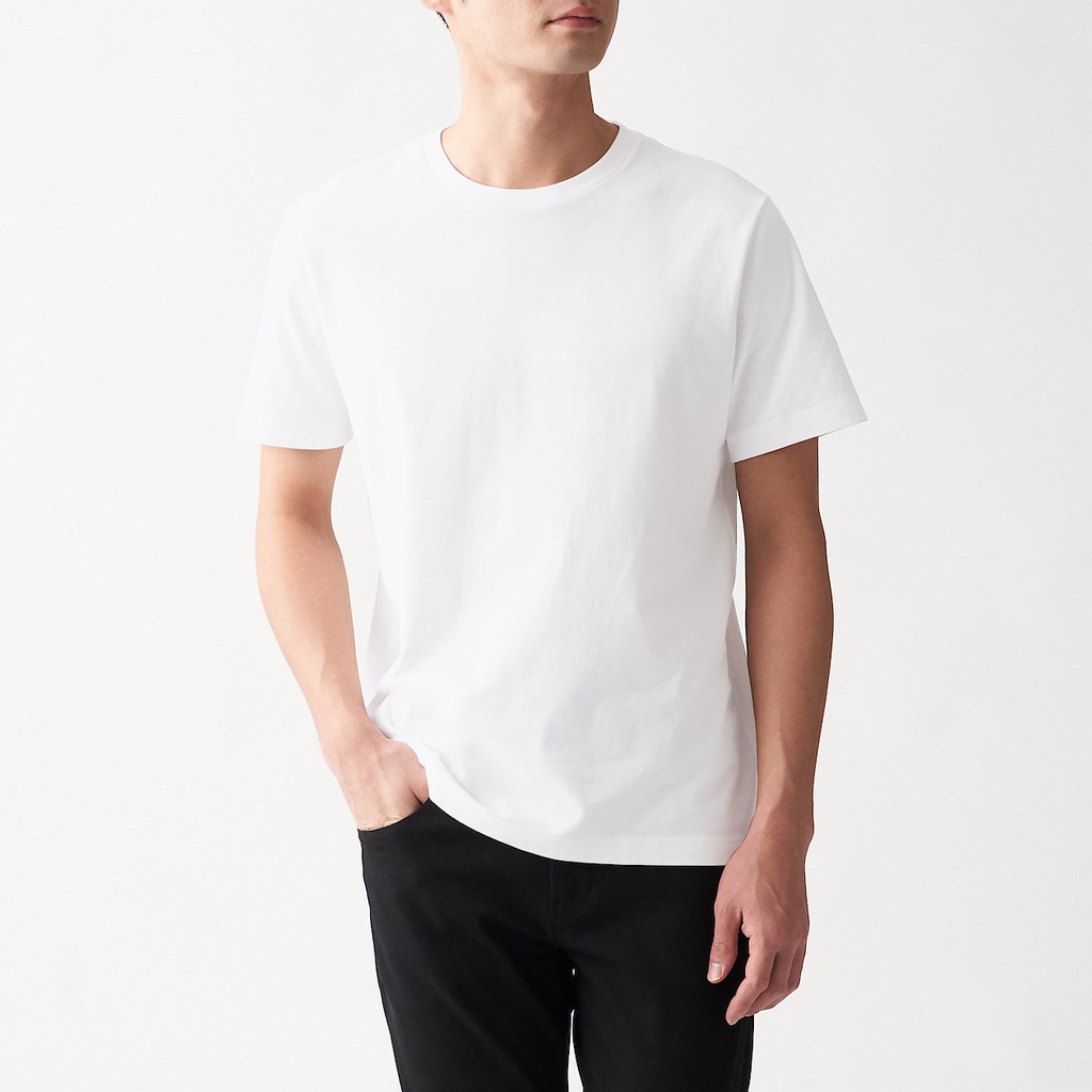 MUJI Men Indian Cotton Jersey Stitch Crew Neck Short Sleeve T-Shirt ...