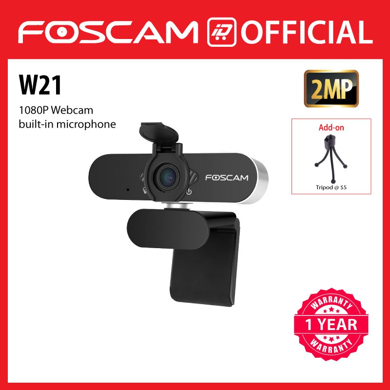 Foscam W21 1080P 2MP Full HD Webcam with built-in Microphone | Shopee ...