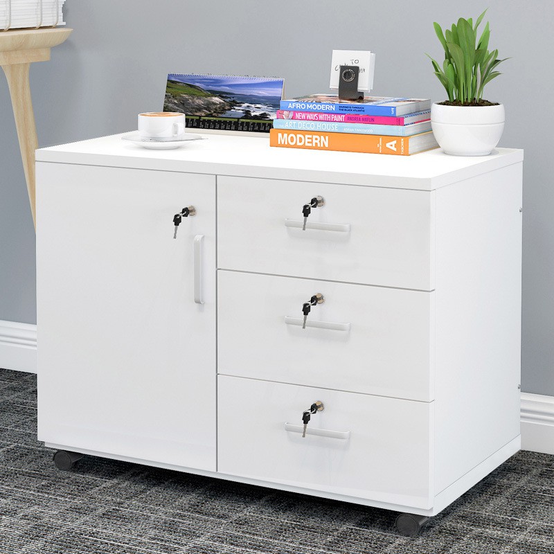 Thick wood office cabinet floor-standing file cabinet with lock three ...