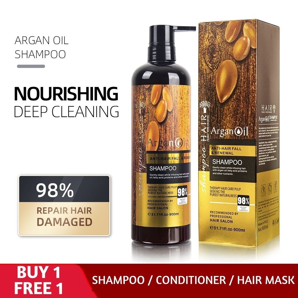 1+1 Argan Shampoo Conditioner and Creamy 3 in 1 Hair Treatment (900ML ...