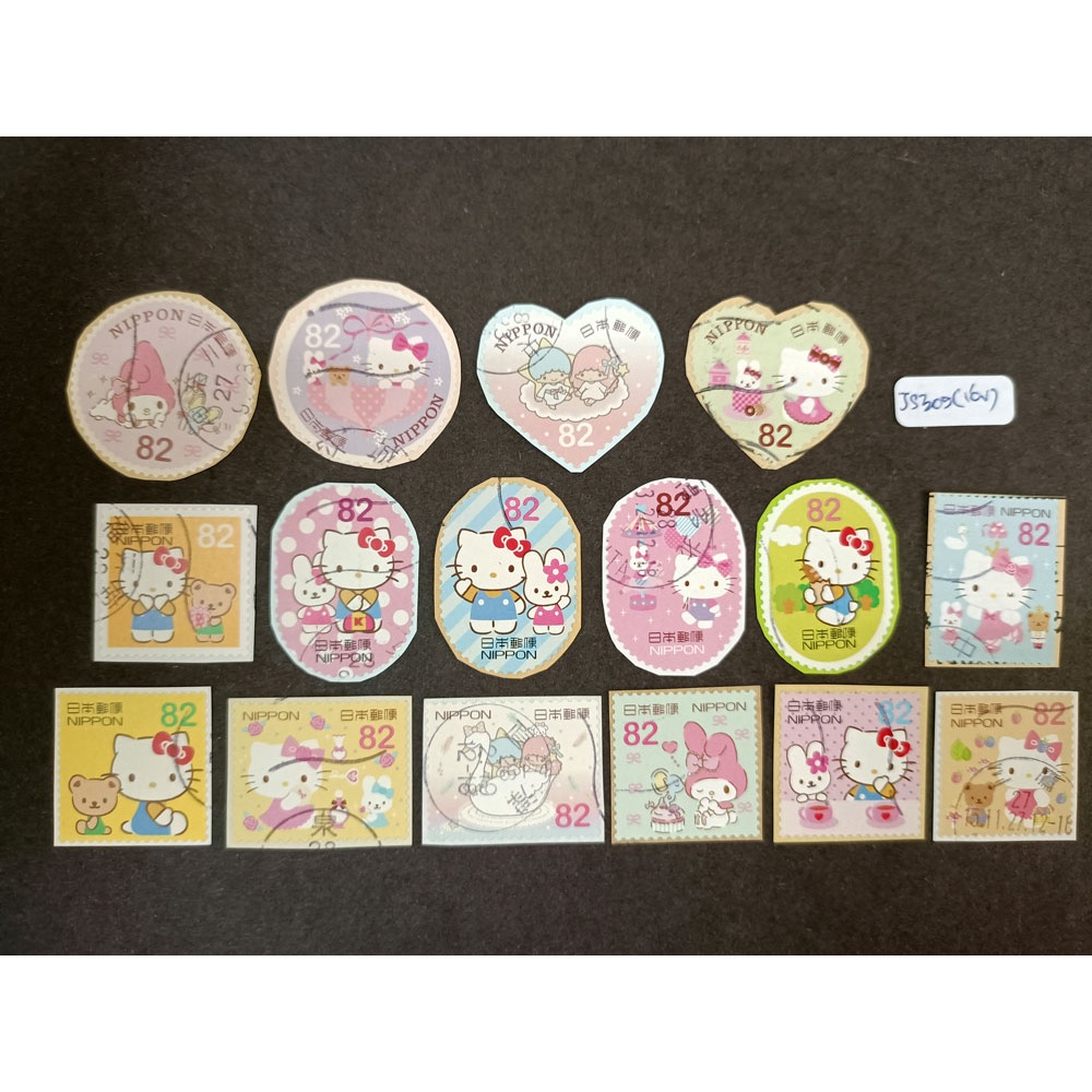 [JS305] Hello Kitty Stamp (16v) Japan Used Stamps Collection Cartoon ...