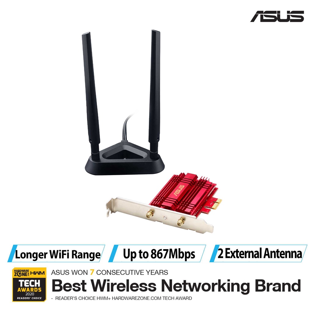 ASUS PCE-AC56 802.11ac Dual-band Wireless-AC1300 PCI-E Adapter with ...