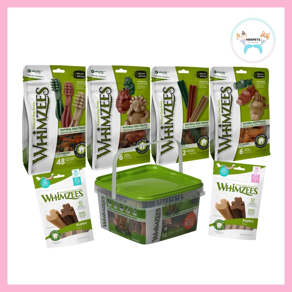 [FULL PACK] Whimzees assorted dog chew puppy chew dental health treats small animals hamsters ...