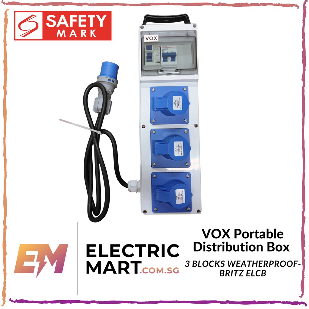 VOX Portable Distribution Box (3 Blocks) Weatherproof-Used Approved ...