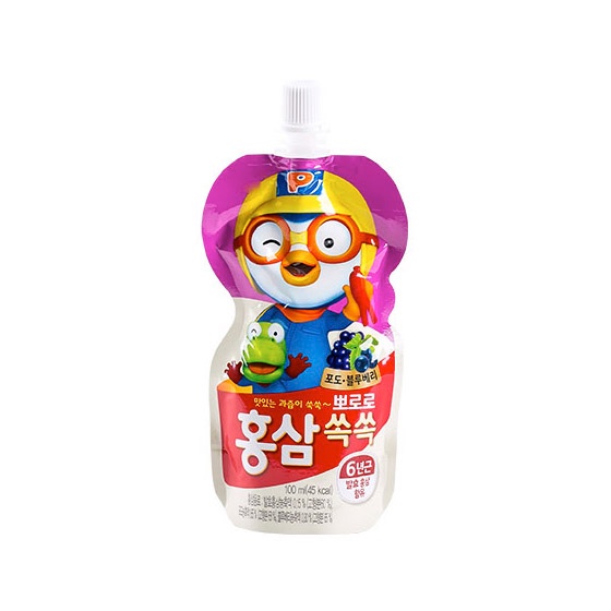 Paldo Pororo Red Ginseng Juice Grape Flavor 100ml [Korean] | Shopee ...