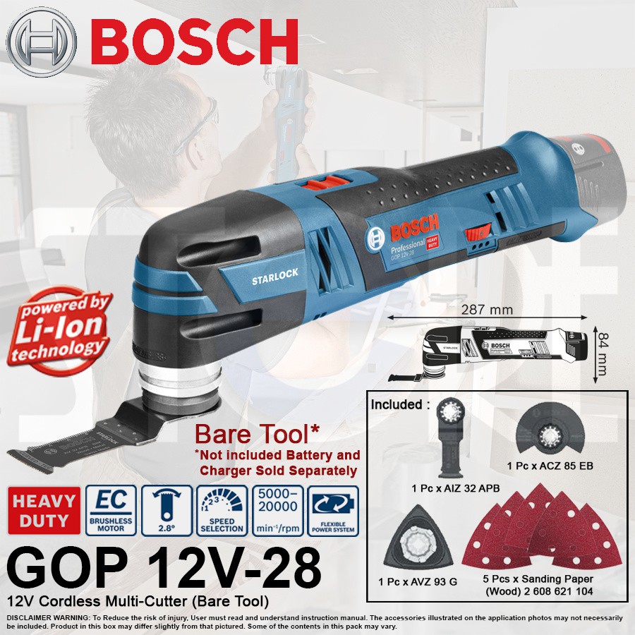Bosch GOP 12 V-28 Cordless Multi-Cutter (Bare Tool) Brushless Motor ...