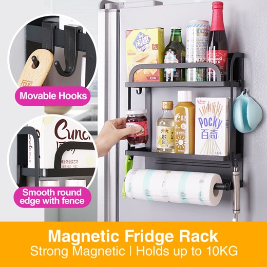 🔥Nordic Style Magnetic Fridge Rack II 🔥Hold UPTO 10kg. 🔥 Black only 🔥 ...