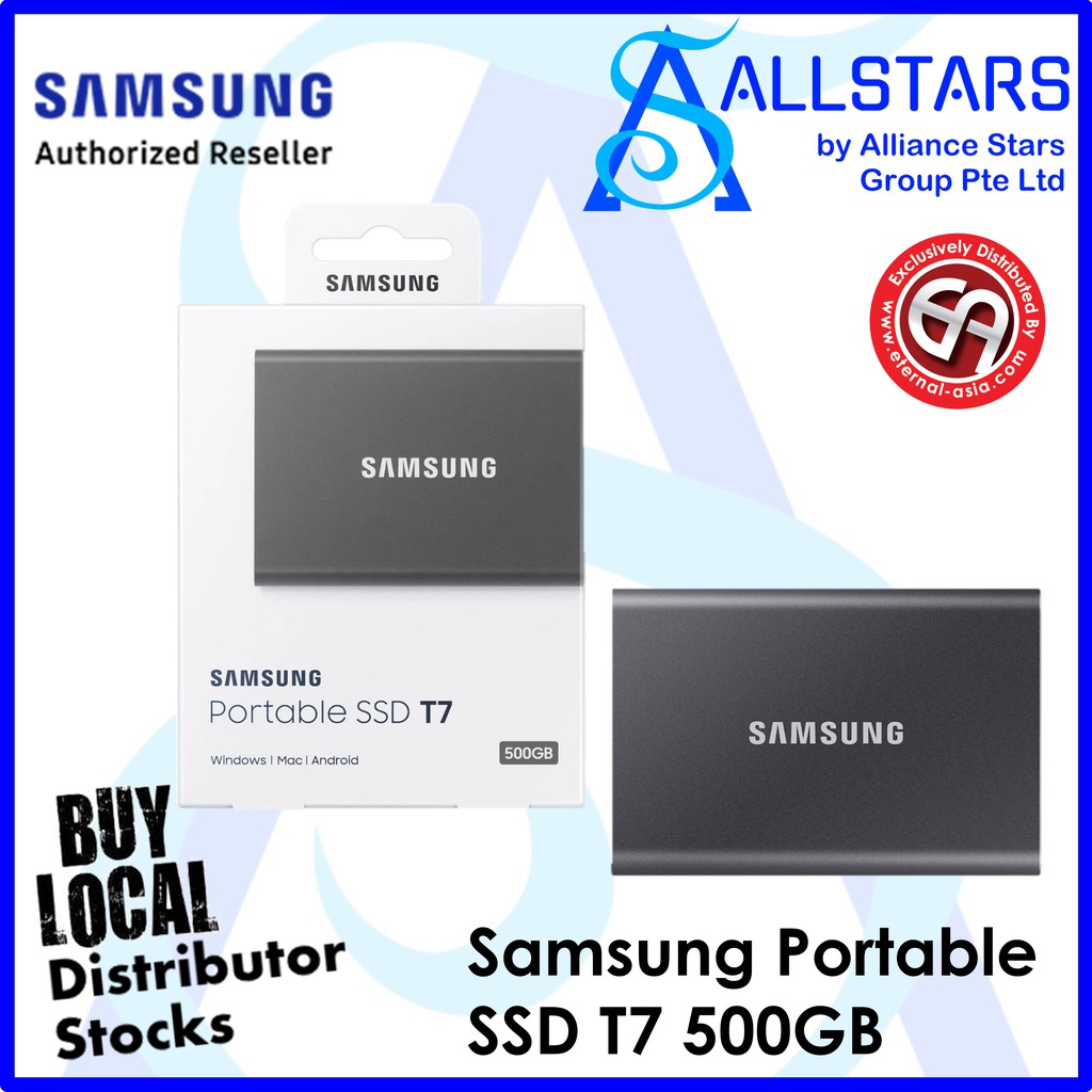 Samsung T7 500GB Titan Grey / Blue) Portable SSD (MU-PC500T) / USB3.2 ...
