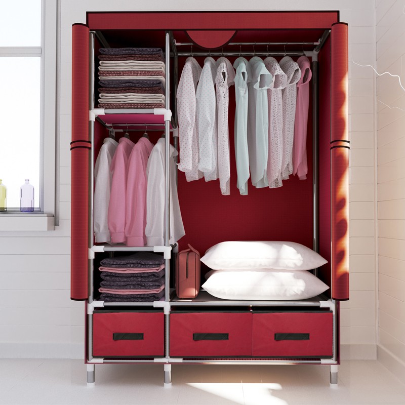 New home storage wardrobe simple assembly cloth wardrobe | Shopee Singapore