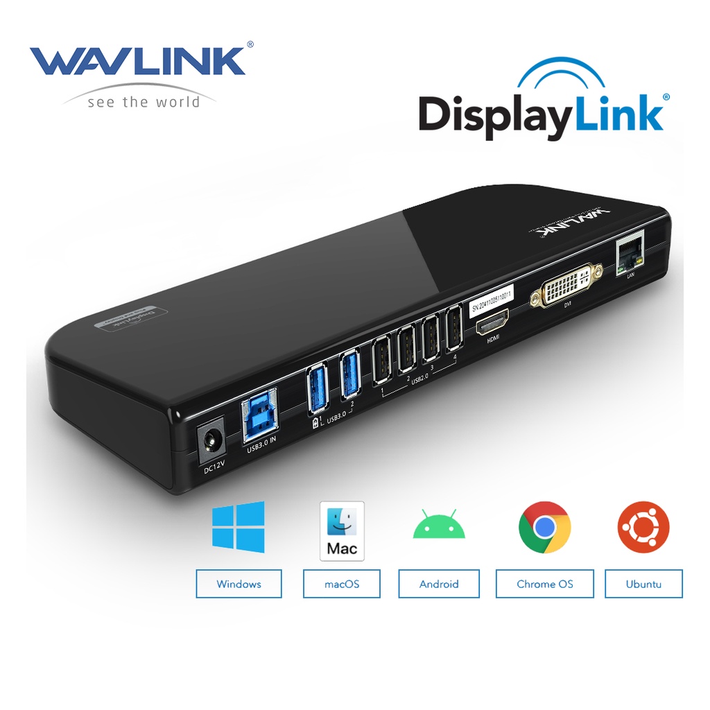 Wavlink Universal Docking Station USB 3.0 HUB with Displaylink 2K Dual ...