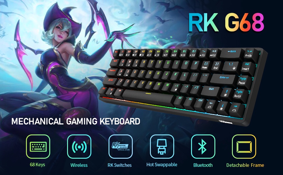 Royal Kludge RKG68(RK837) 2.4Ghz Wireless/Bluetooth/Wired 65% ...