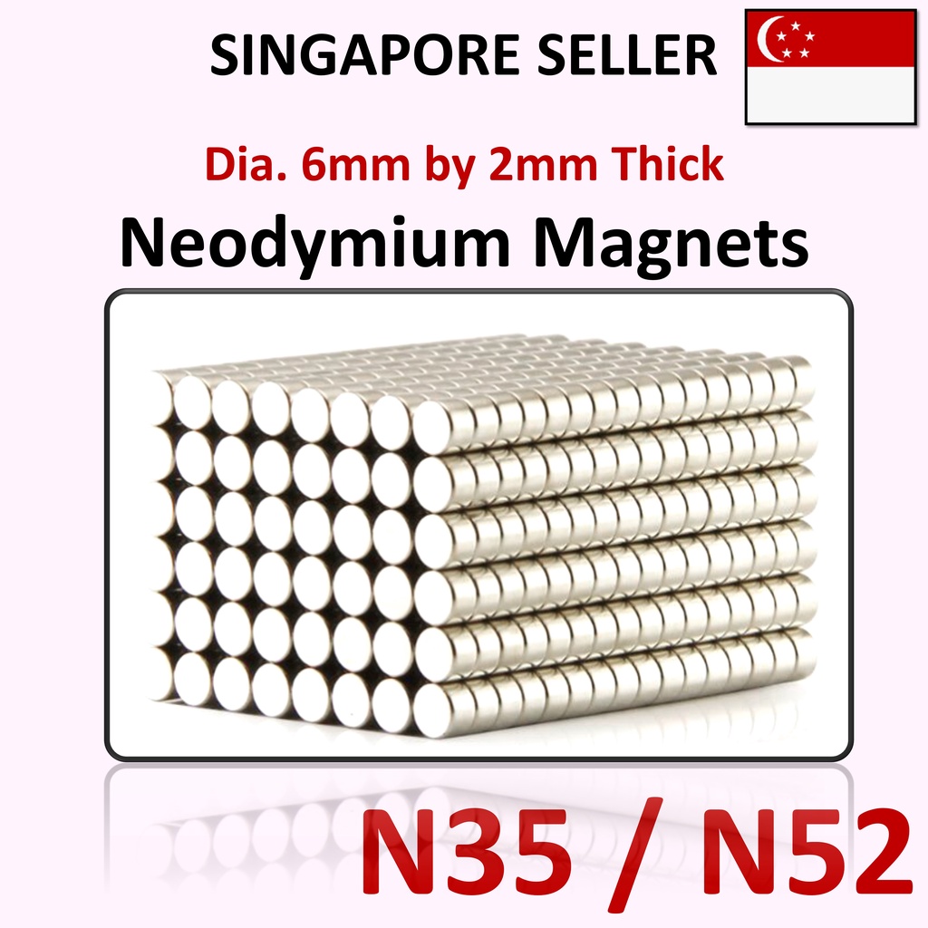 N35 N52 Magnets Neodymium 6mm by 2mm Art and Craft DIY 6*2mm | Shopee ...