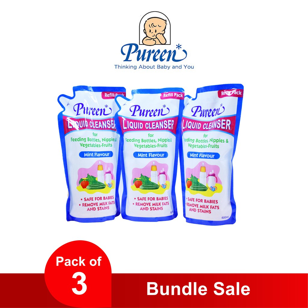 Pureen Liquid Cleanser Refill Pack 600ml x 3 Packs | Shopee Singapore