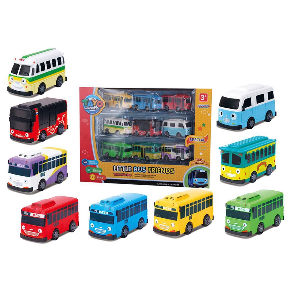 9pcs Tayo the Little Bus Toys Pull Back Cars open Doors Vehicles Tayo ...