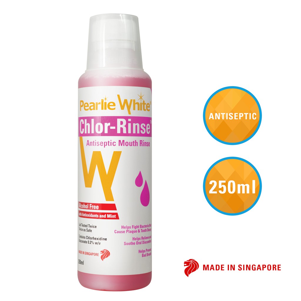 Pearlie White Chlor-Rinse Antiseptic Mouth Rinse 250ml | Shopee Singapore