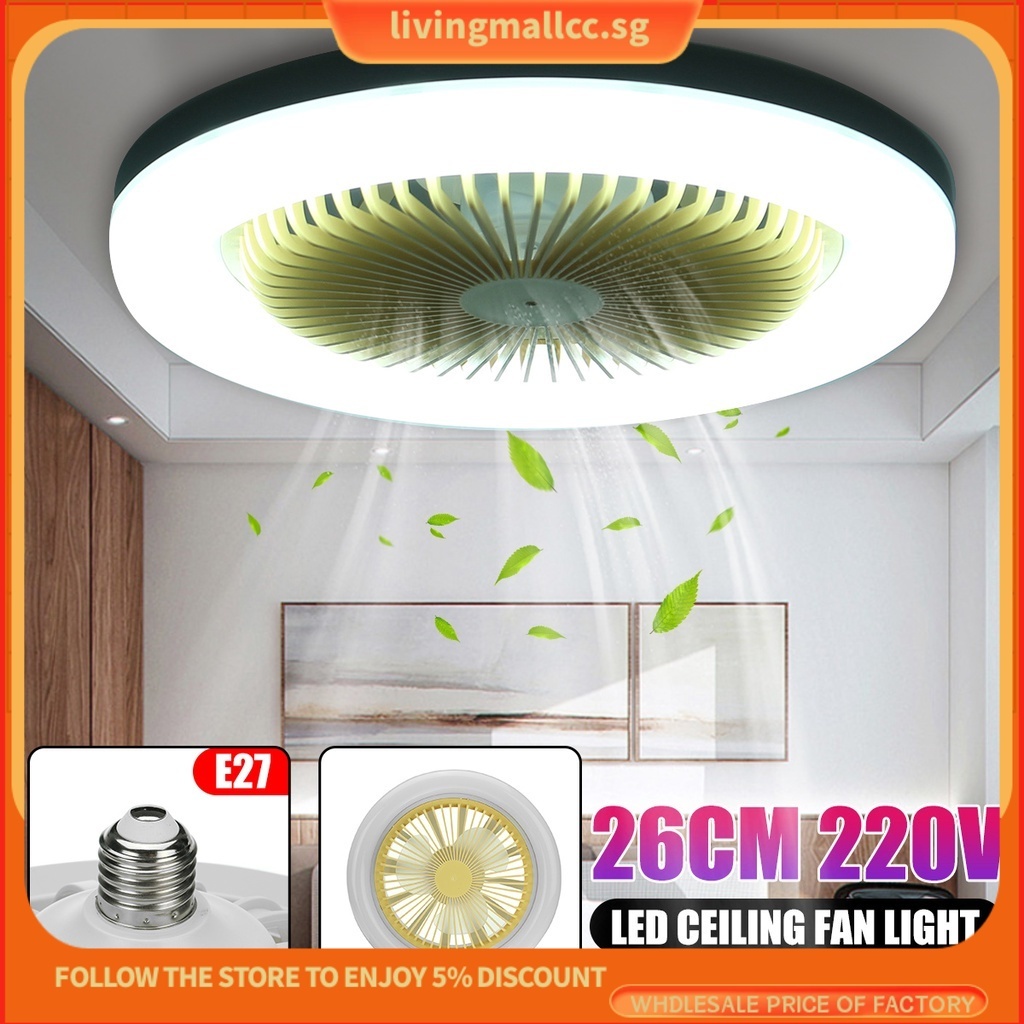 E27 Wireless Connection Ceiling Fan With Light Living Room Modern LED ...