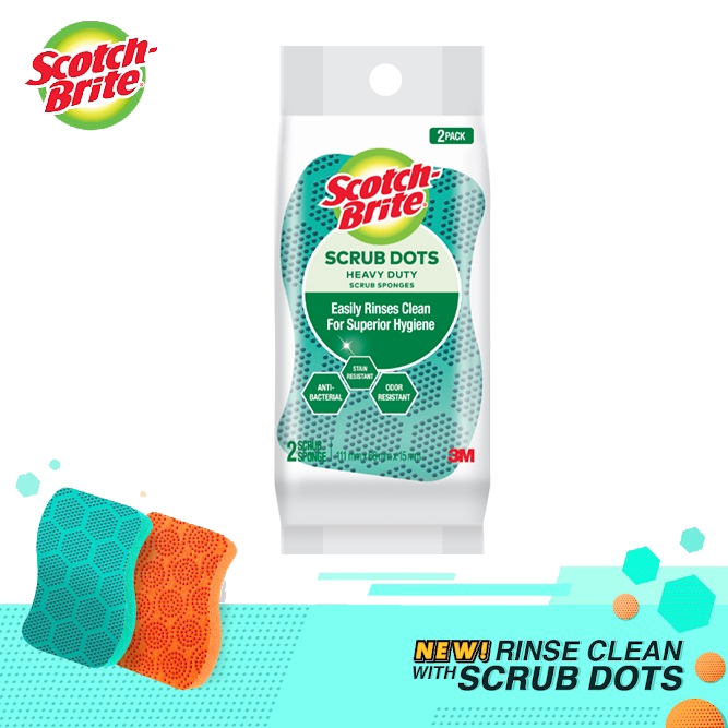 3M Scotch-Brite Scrub Dots Heavy Duty Scrub Sponge 2pcs | Shopee Singapore