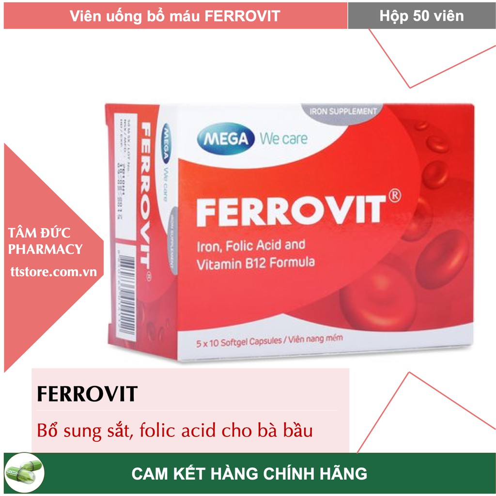 Ferrovit Iron Supplement Box Of 50 Tablets For Pregnant Women, Anemia ...