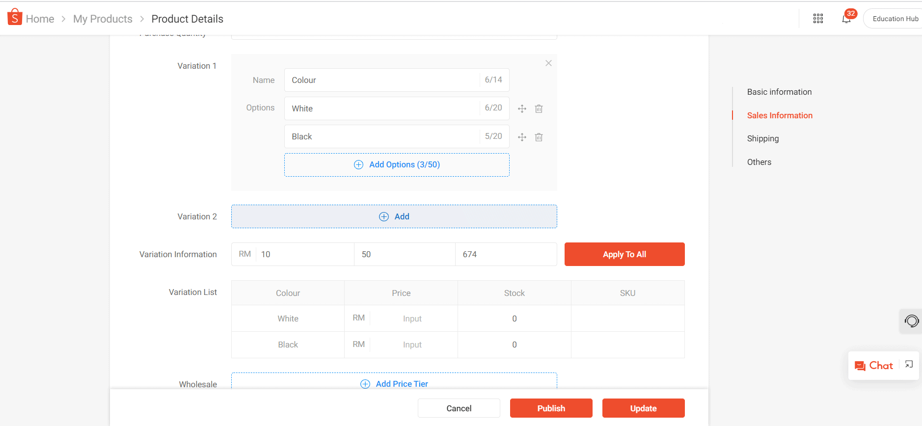Adding Variations for Your Products | Shopee MY Seller Education Hub