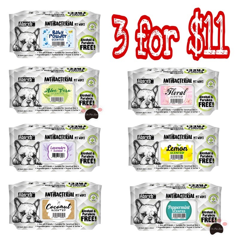 Absorb Plus Antibacterial Pet Wet Wipes (80pcs/pack) | Shopee Singapore