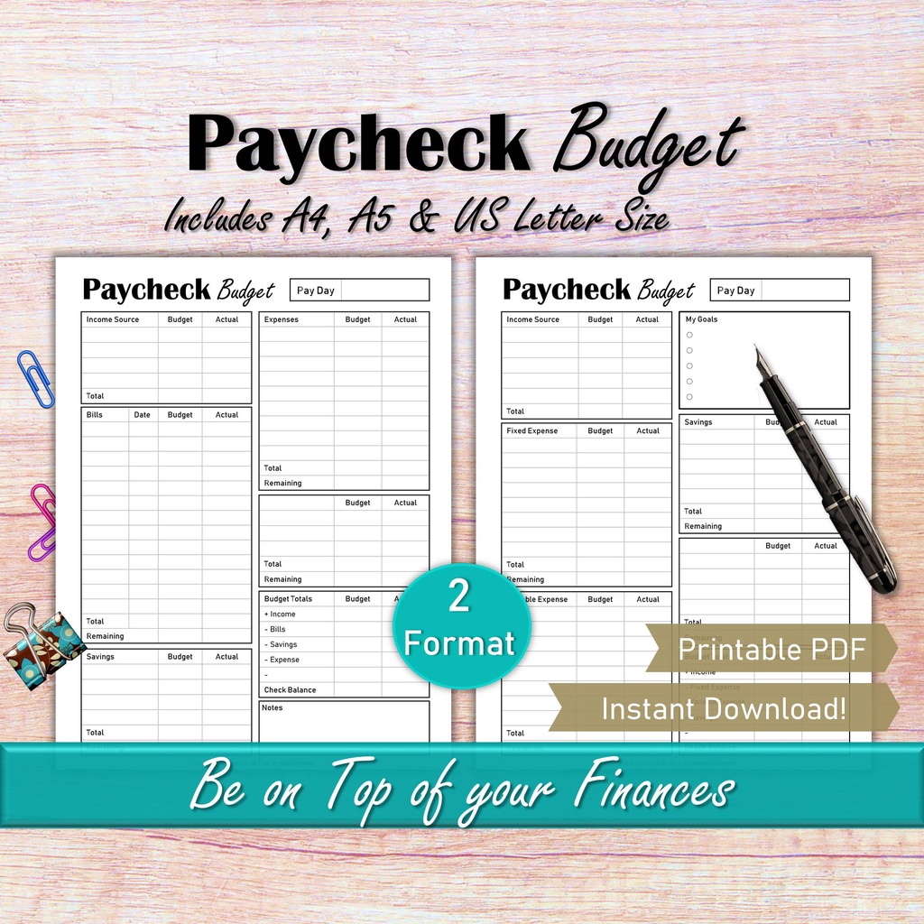 Monthly Paycheck Budget Printable PDF, Monthly Salary Tracker Personal ...