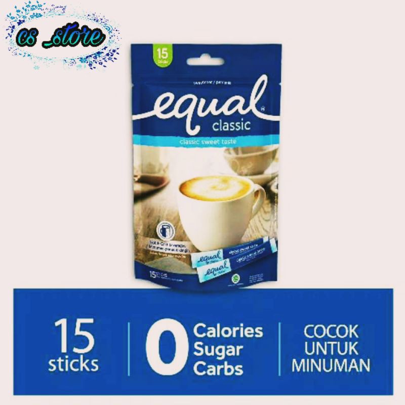 Equal Classic Sweetener Sachet Contains 15 Sticks | Equal Classic Sweetener sachet isi 15 stick ...