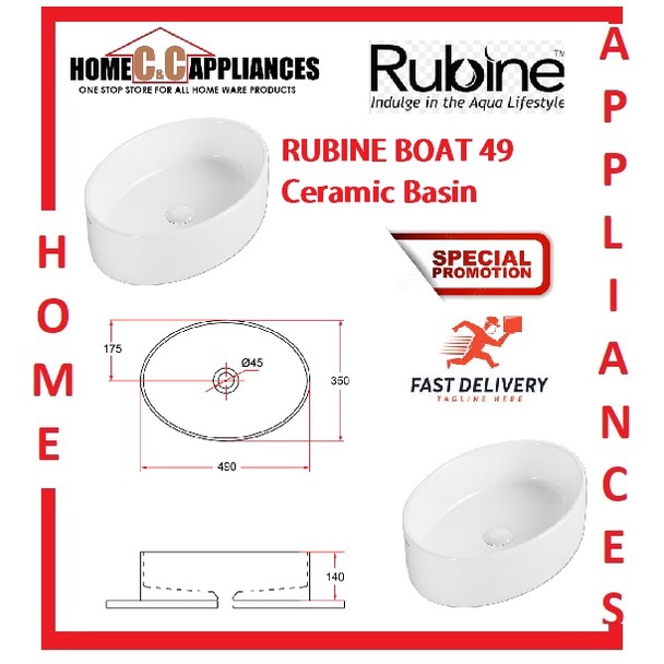 RUBINE BOAT 49 Ceramic Basin | Shopee Singapore