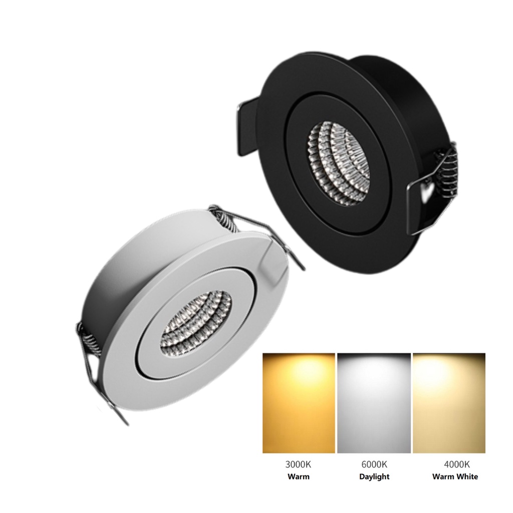 PLH Mini Recessed COB False Ceiling Downlight Adjustable Angle 3W Tri ...