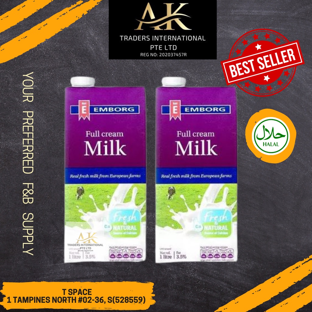 EMBORG FULL CREAM UHT MILK 1LT HALAL(BUNDLE OF 2PACK) | Shopee Singapore