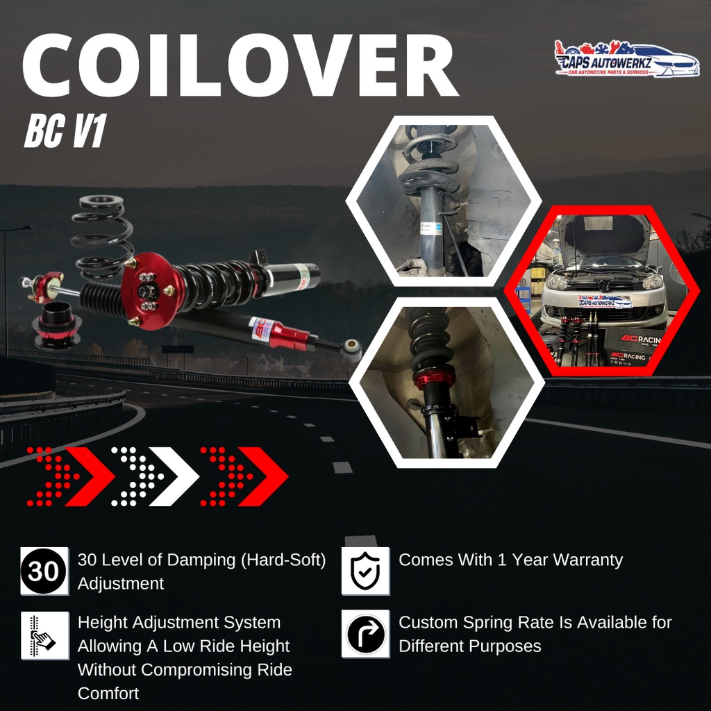 BC V1 Racing Coilover With Installation | Suitable for Most Asian Cars ...