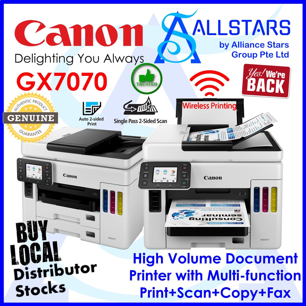 Canon Maxify GX7070 Easy Refillable Ink Tank Wireless 4-in-1 Business ...