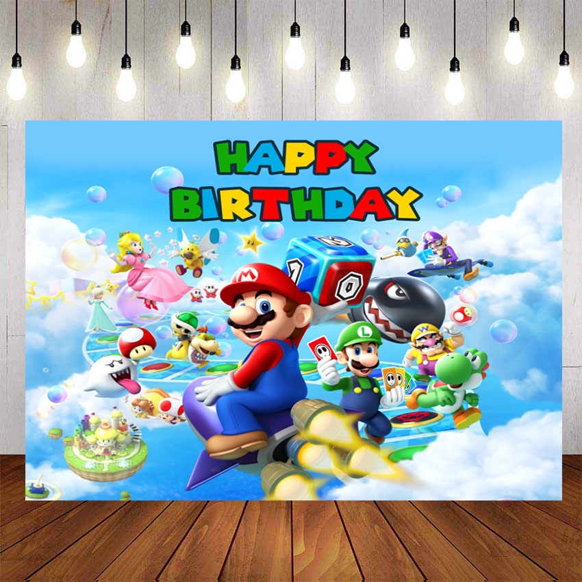 Super Mario Backdrops Cartoon Game For Children Birthday Party ...