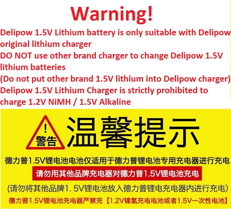 Delipow Lithium AAA AA Battery Rechargeable batteries High Capacity ...
