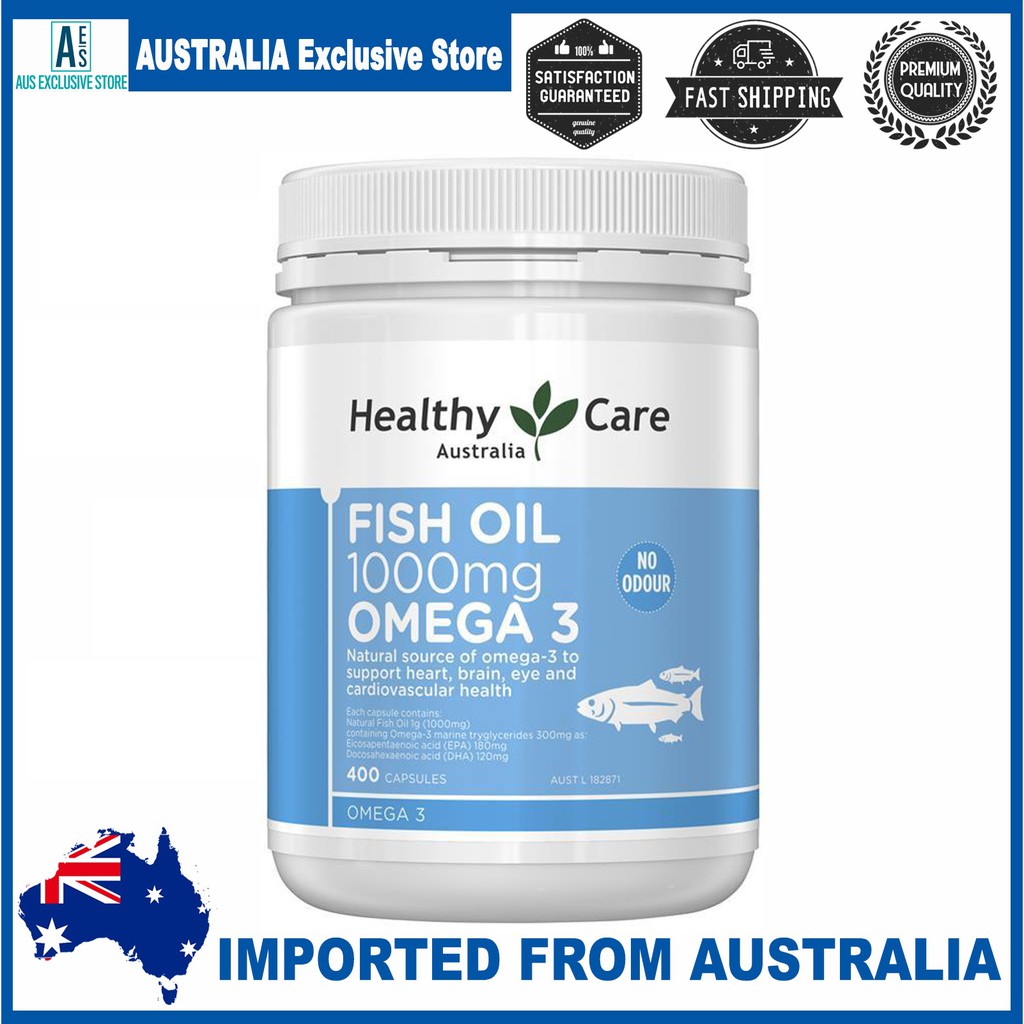 Healthy Care Australia Fish Oil 1000mg Omega 3 400 capsules | Shopee ...