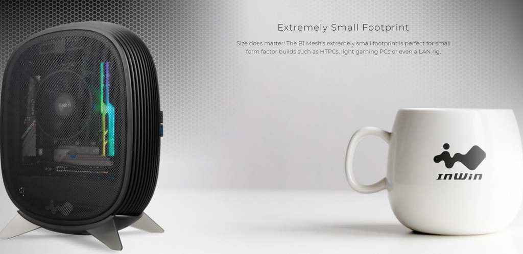 InWin B1 Mesh/TG Mini-ITX Chassis with Built-in 200W 80+ Gold PSU (2 ...