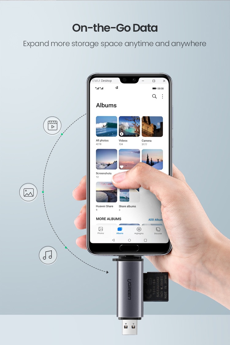 UGREEN USB 3.0 Type C Card Reader SD Micro SD TF OTG Smart Memory Card ...