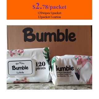 12packet/1carton Bumble La Bella Wipes 120 Sheets Wet Tissues Baby Wipe ...