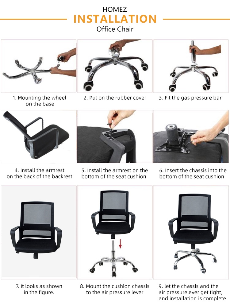(Self-assembly) Homez Mesh Office Chair with Ergonomic Design & Chrome ...