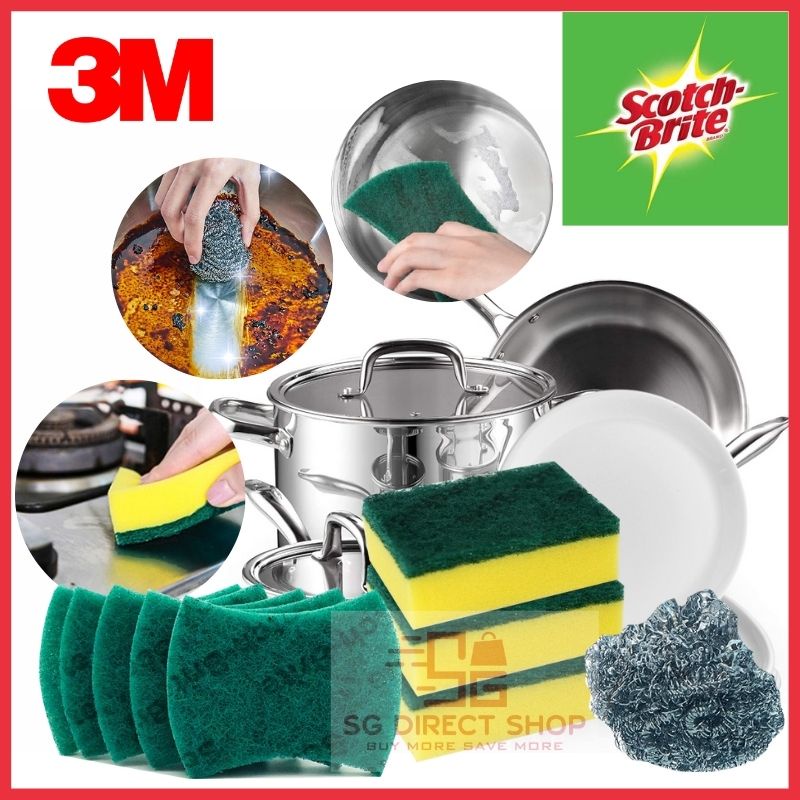 [5Types] 3M Scotch-Brite Kitchen Sponge | Heavy duty Sponge | Stainless ...