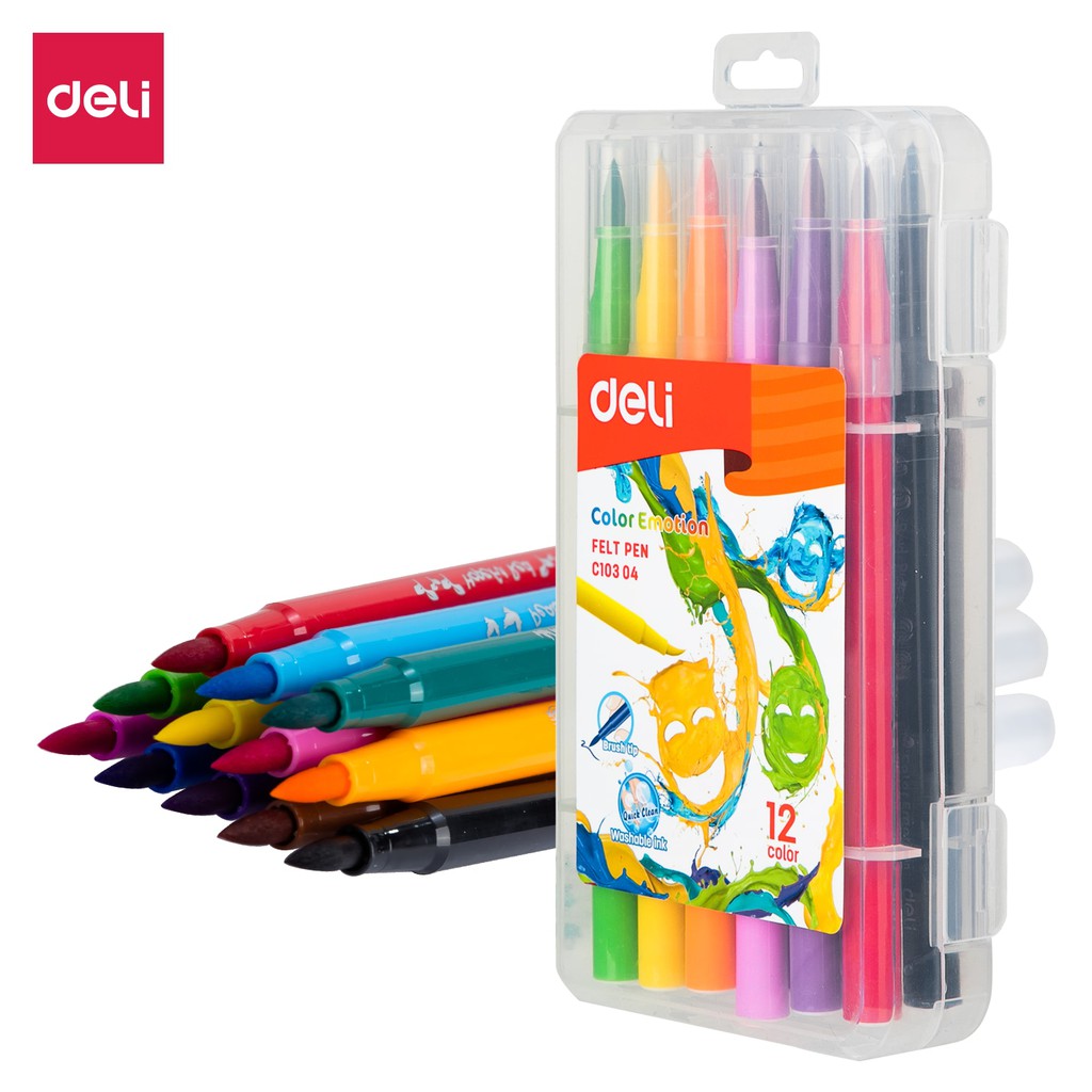 EC10304 Deli Color Felt Pens 12 Cols | Shopee Singapore