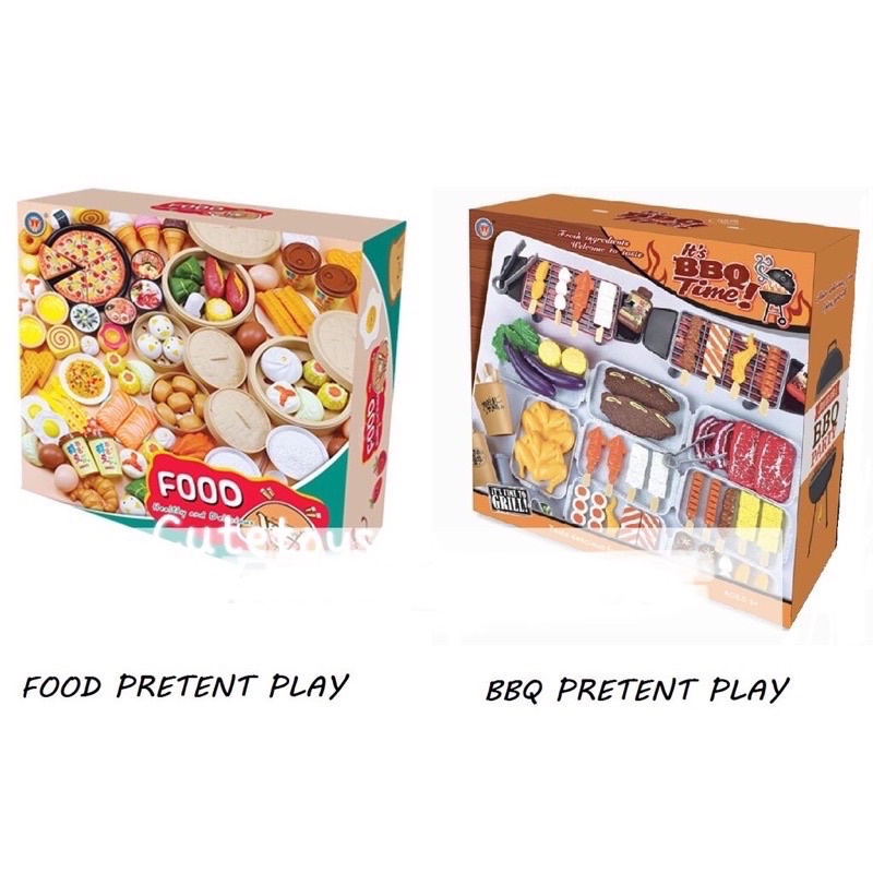 80 Pcs Barbeque | 88 Pcs Food Pretend Play BBQ Grill Toys Kitchen Play ...
