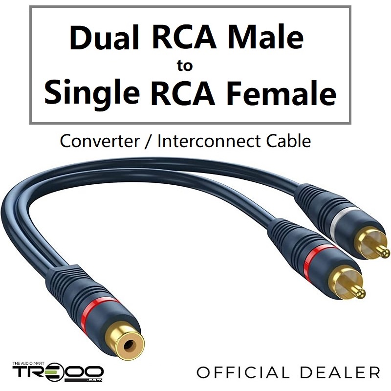 26AWG Premium 24K Gold-Plated Dual RCA Male to Single RCA Female ...